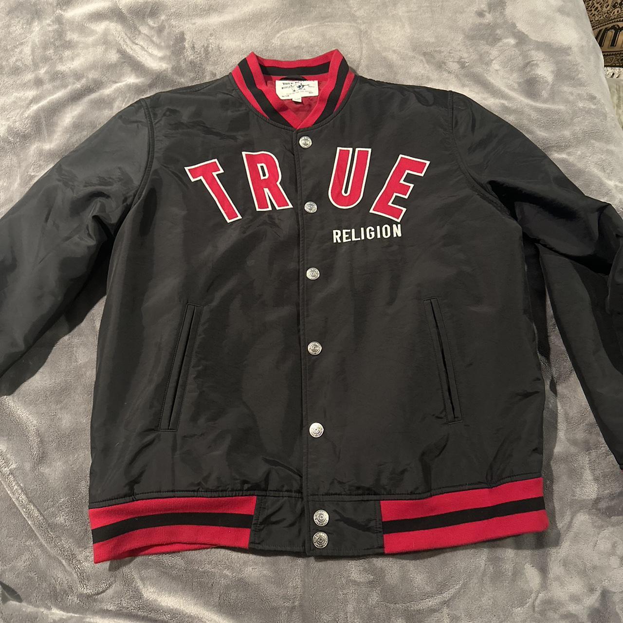 True religion varsity jacket, size triple XL, but... - Depop
