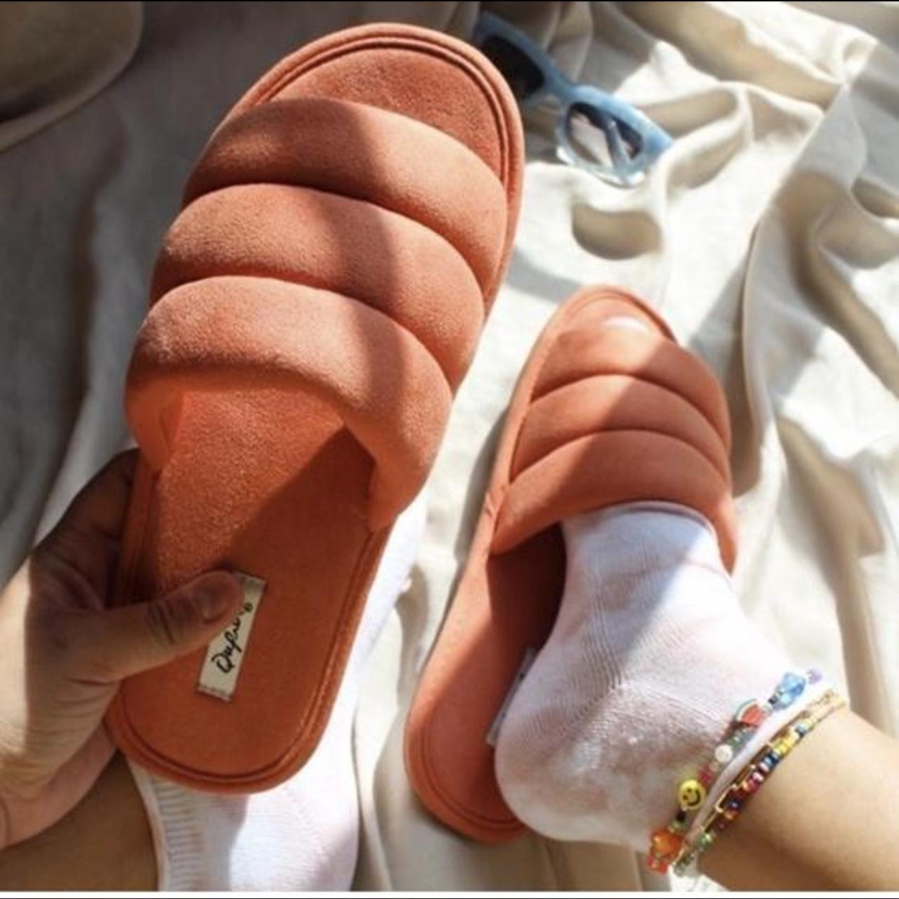 Women's Orange Slides | Depop