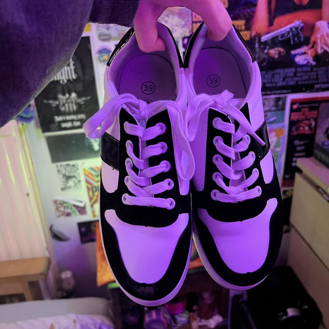 White, black & red platform Kerline trainers Size... - Depop