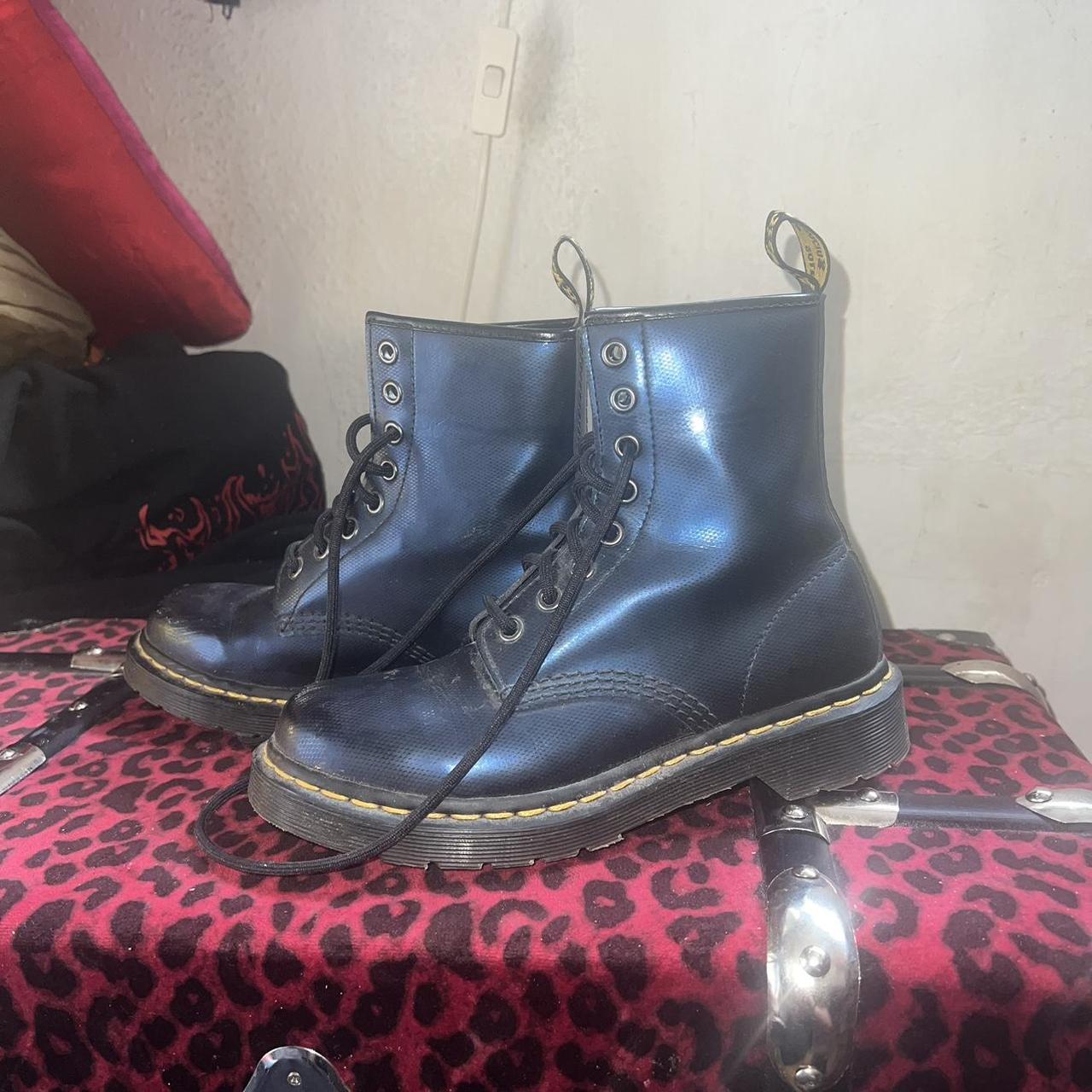 Blue shiny iridescent doc martens Size 3 Some... - Depop