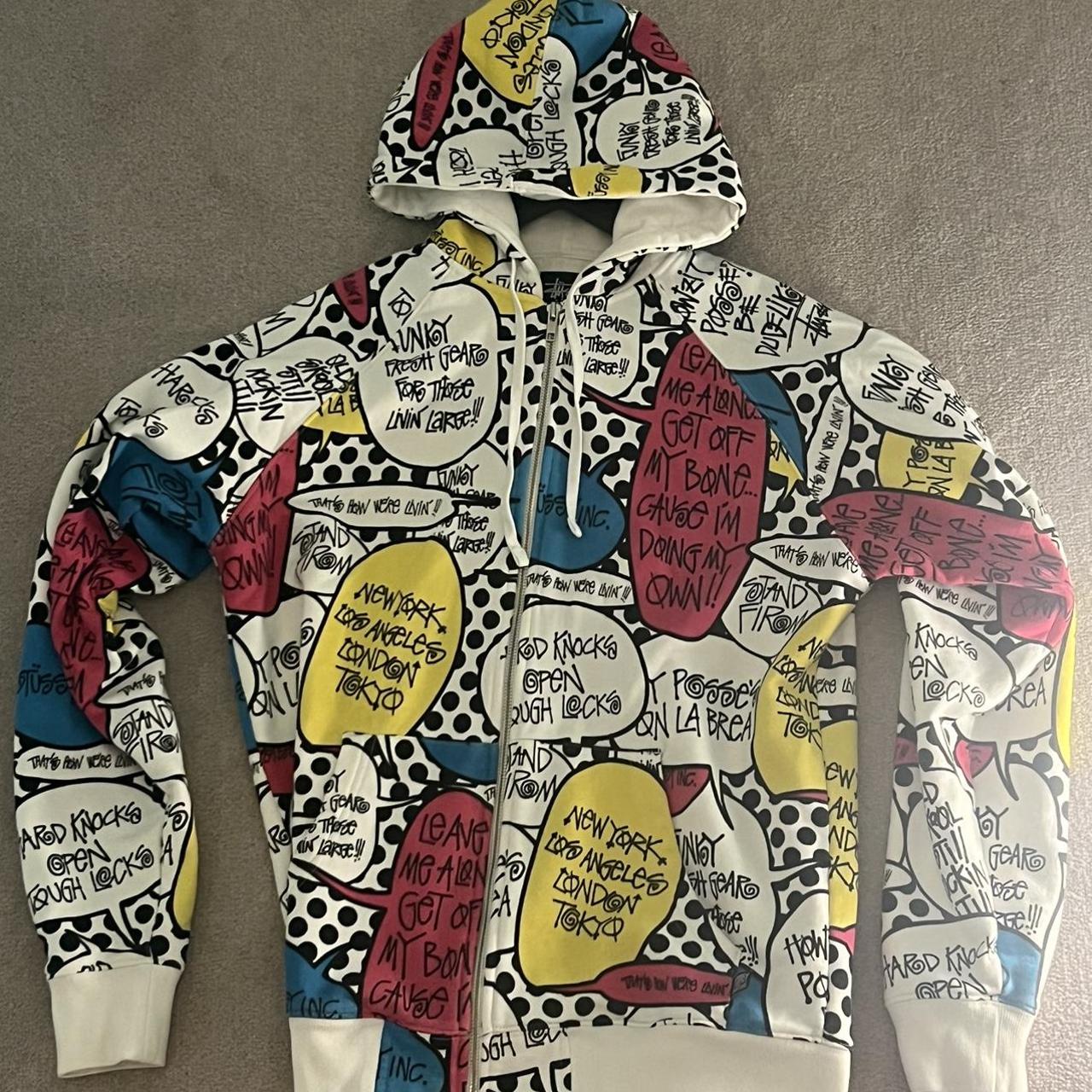 Stüssy comic graphic hoodie Size medium Perfect... - Depop