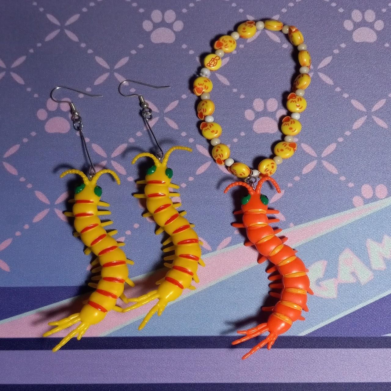 Handmade centipede bug toy earrings and kandi... - Depop