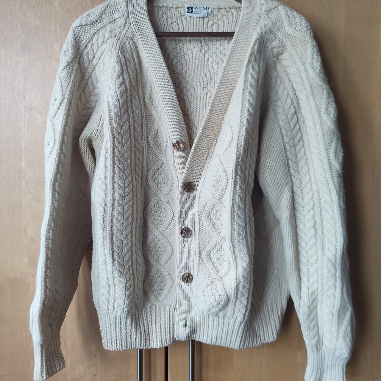ZCMI Wool Cream Cardigan - Small - 2 Small Holes at... - Depop
