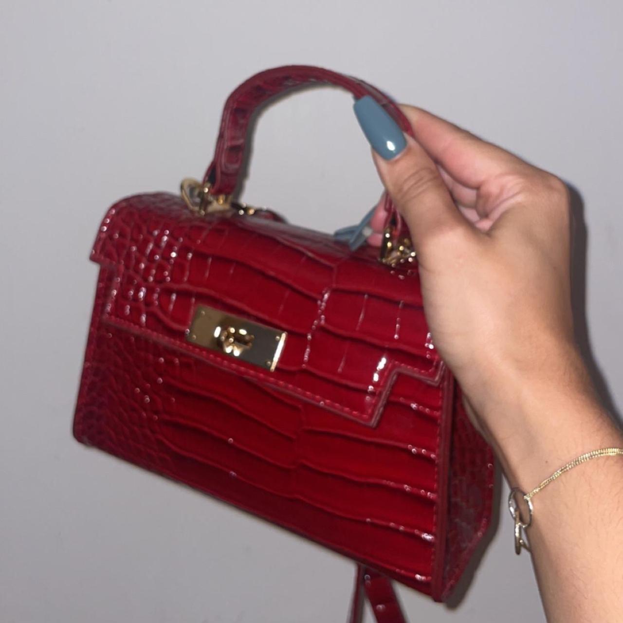Red crocodile print purse handbag Comes with cross... - Depop