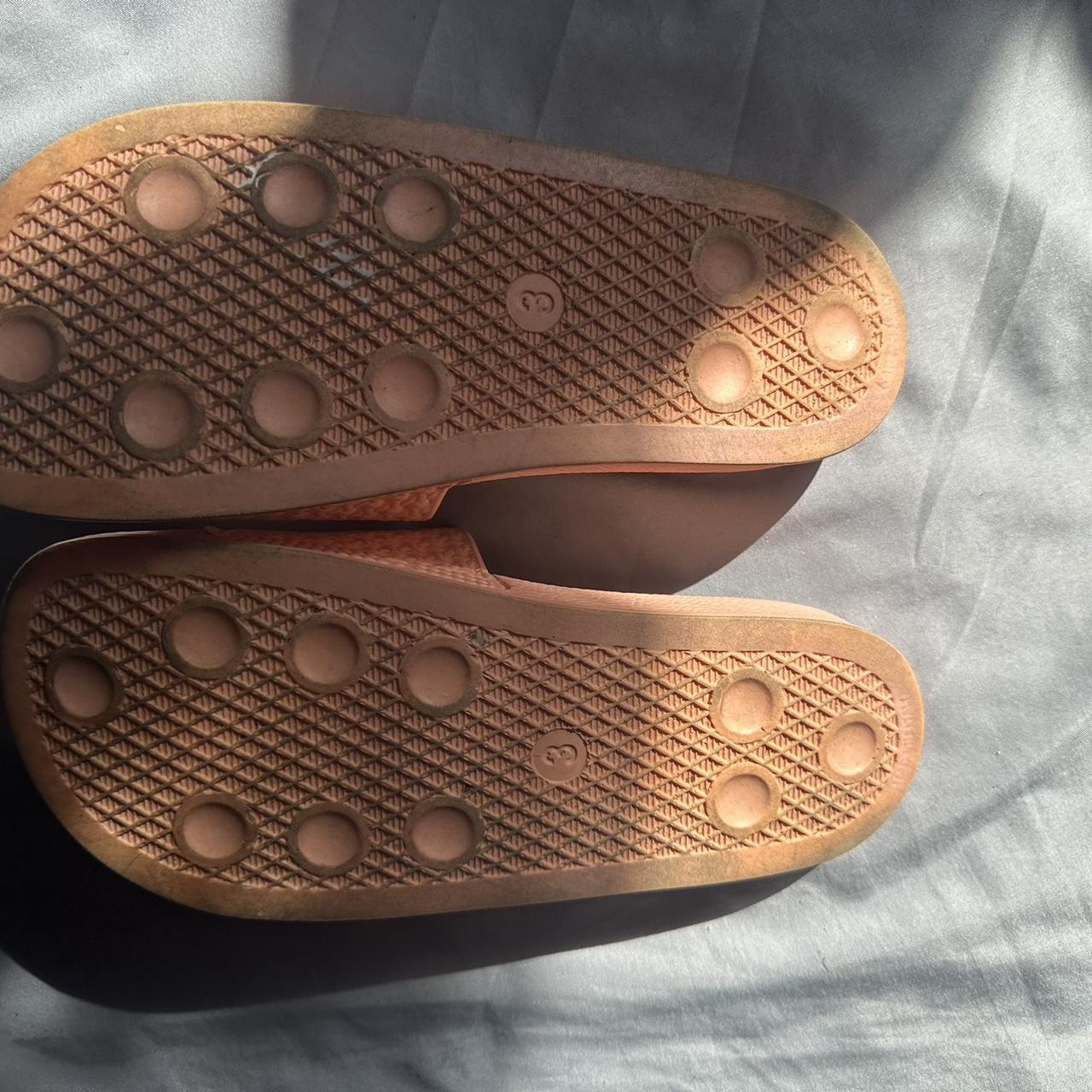 Little Girls peachy pink adidas slides size 3 - Depop