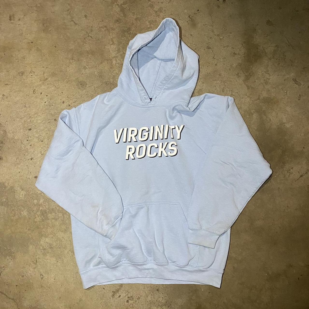 Danny Duncan “virginity rocks” hoodie Blue Size -... - Depop