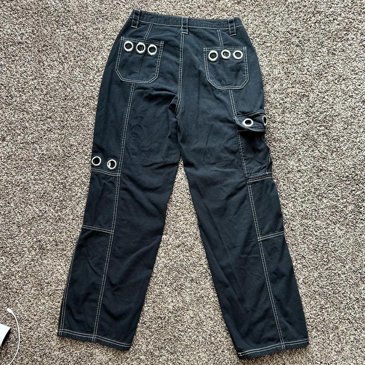 black and white y2k cargo pants from hot topic.... - Depop
