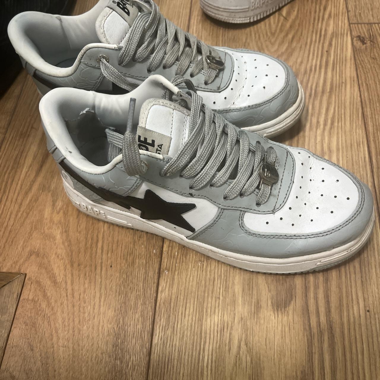 bapesta shoe size 7.5 uk grey,white - Depop