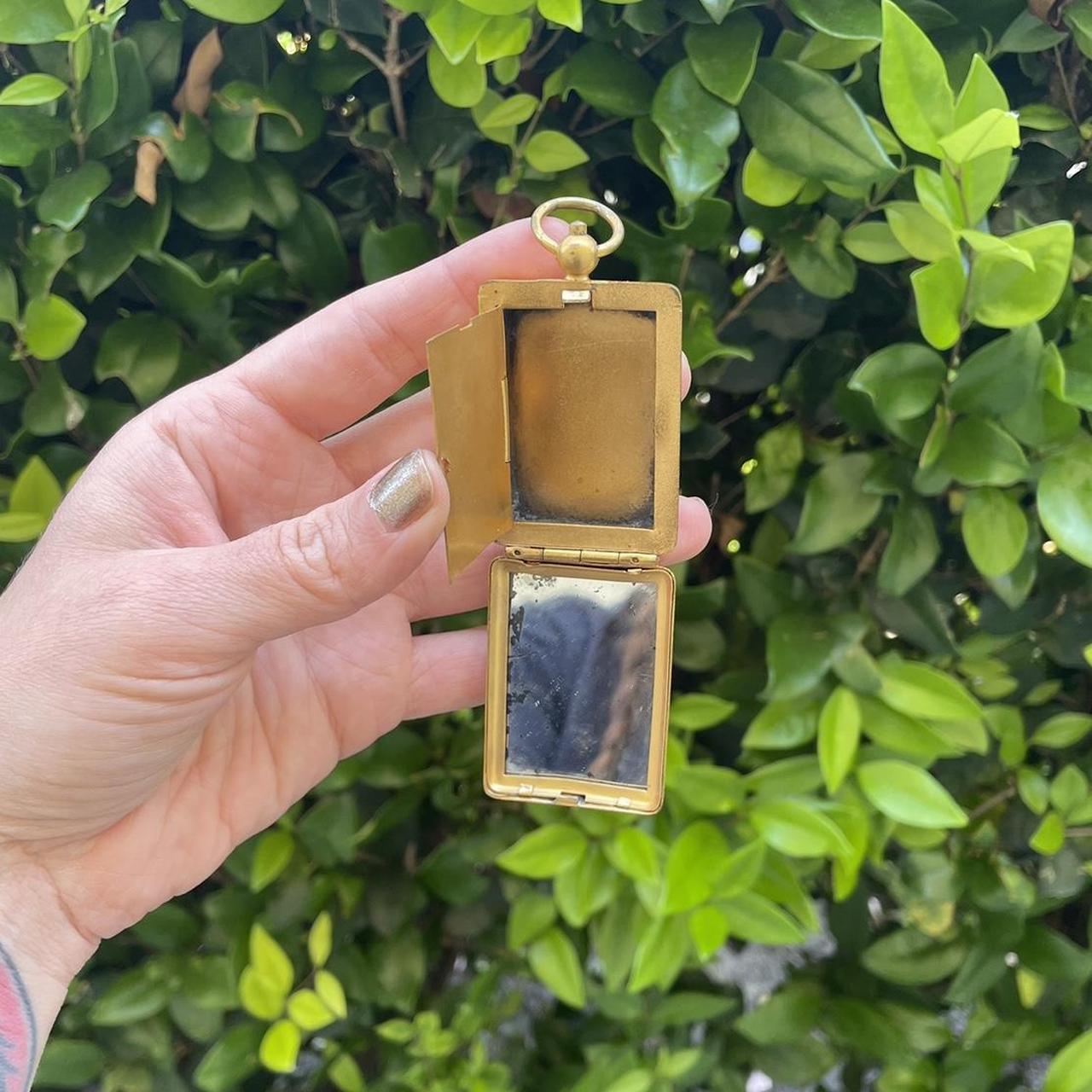 Gold tone vintage cherub trinket box/compact with... - Depop