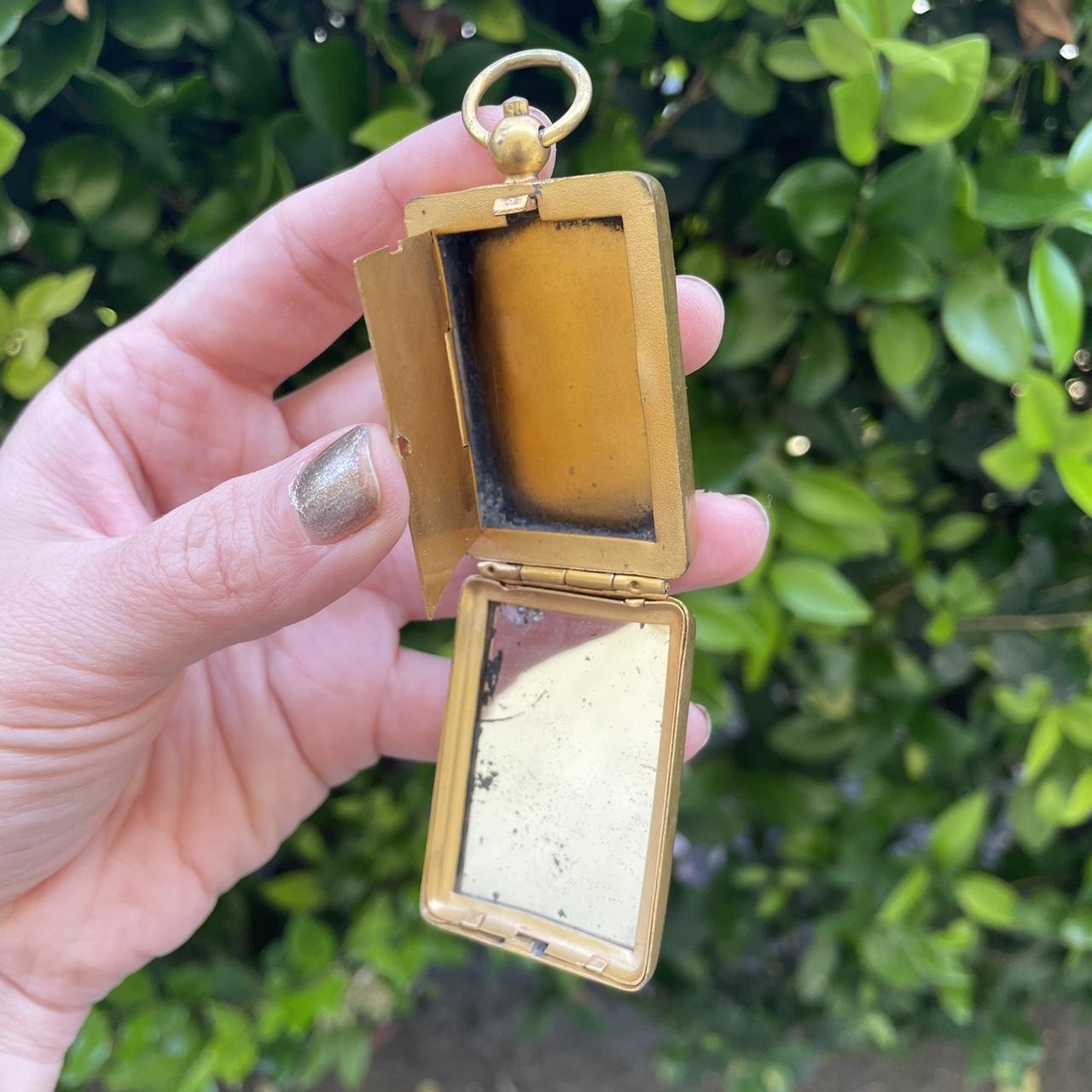 Gold tone vintage cherub trinket box/compact with... - Depop