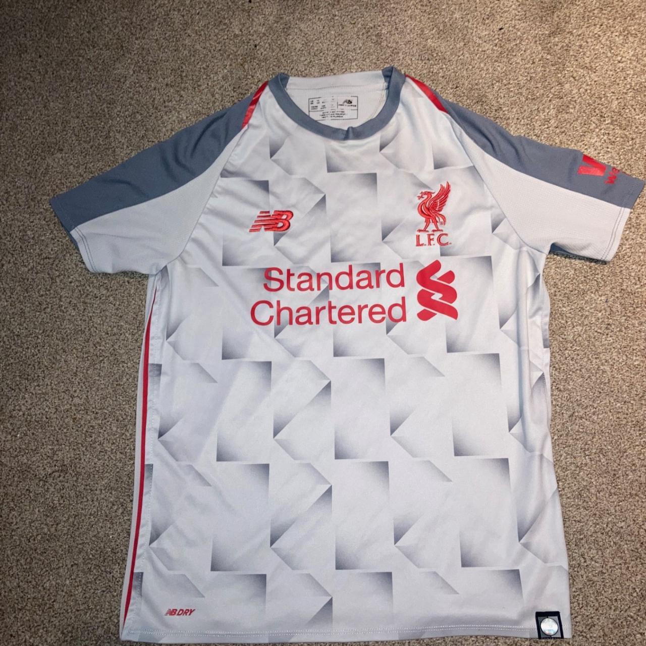 Liverpool FC 2018-19 Third Strip Shirt White/Grey LB... - Depop