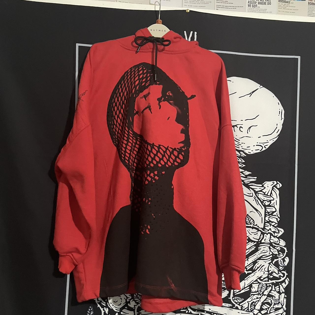 Bershka Women's Red and Black Hoodie | Depop