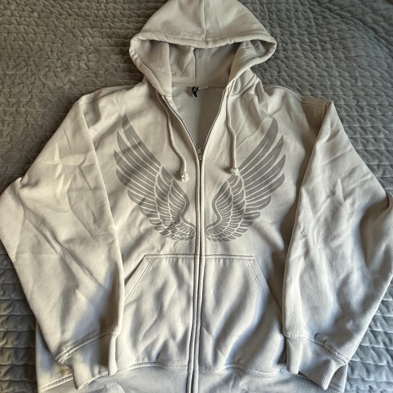 Angel wing zip up hoodie Size large Never worn... - Depop