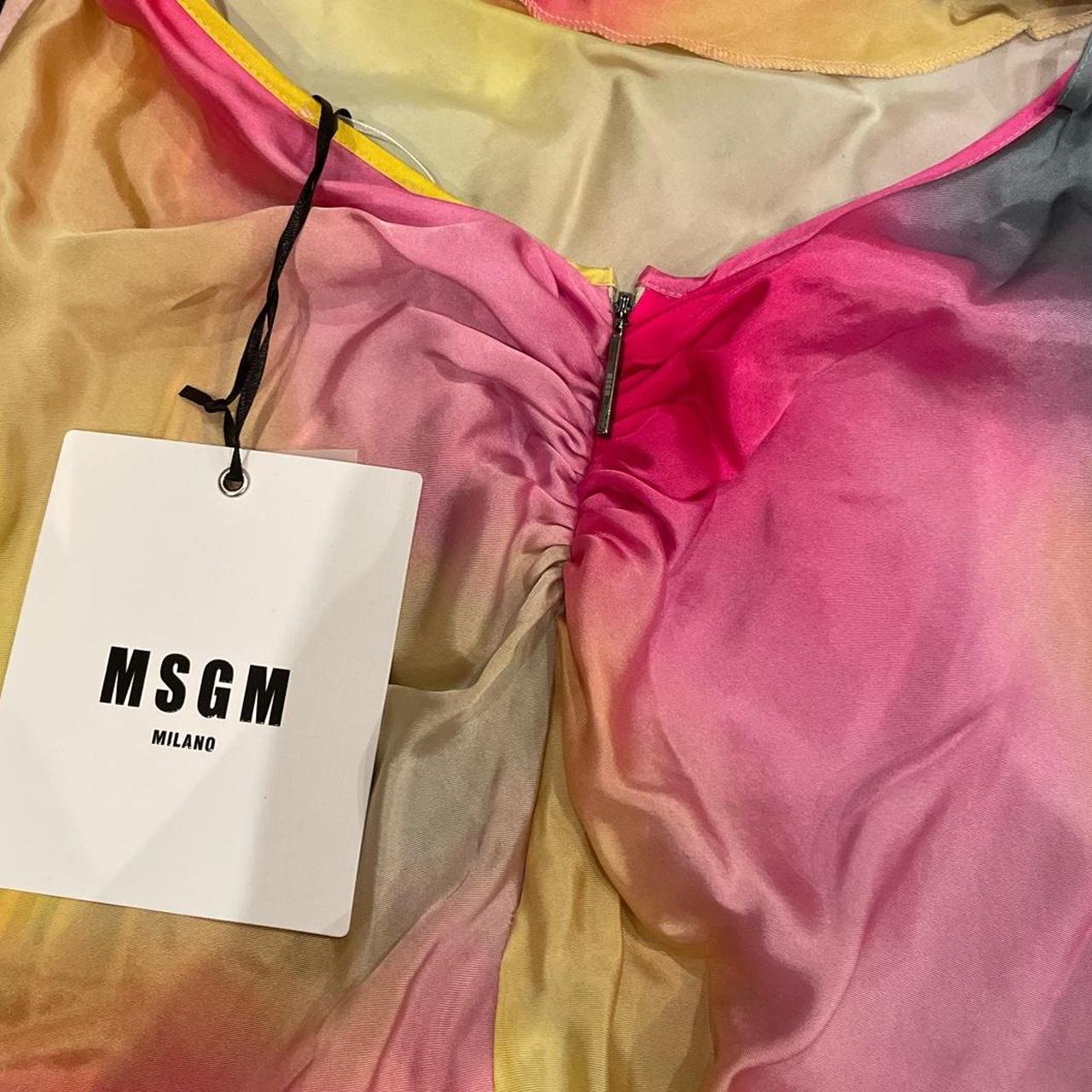 MSGM rainbow silky watercolour maxi camisole summer... - Depop
