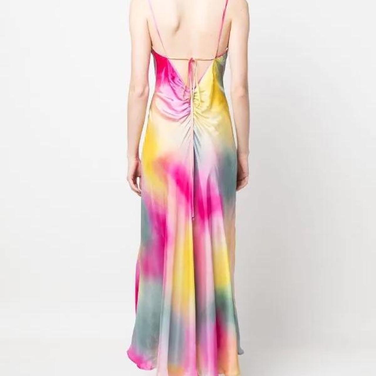 MSGM rainbow silky watercolour maxi camisole summer... - Depop
