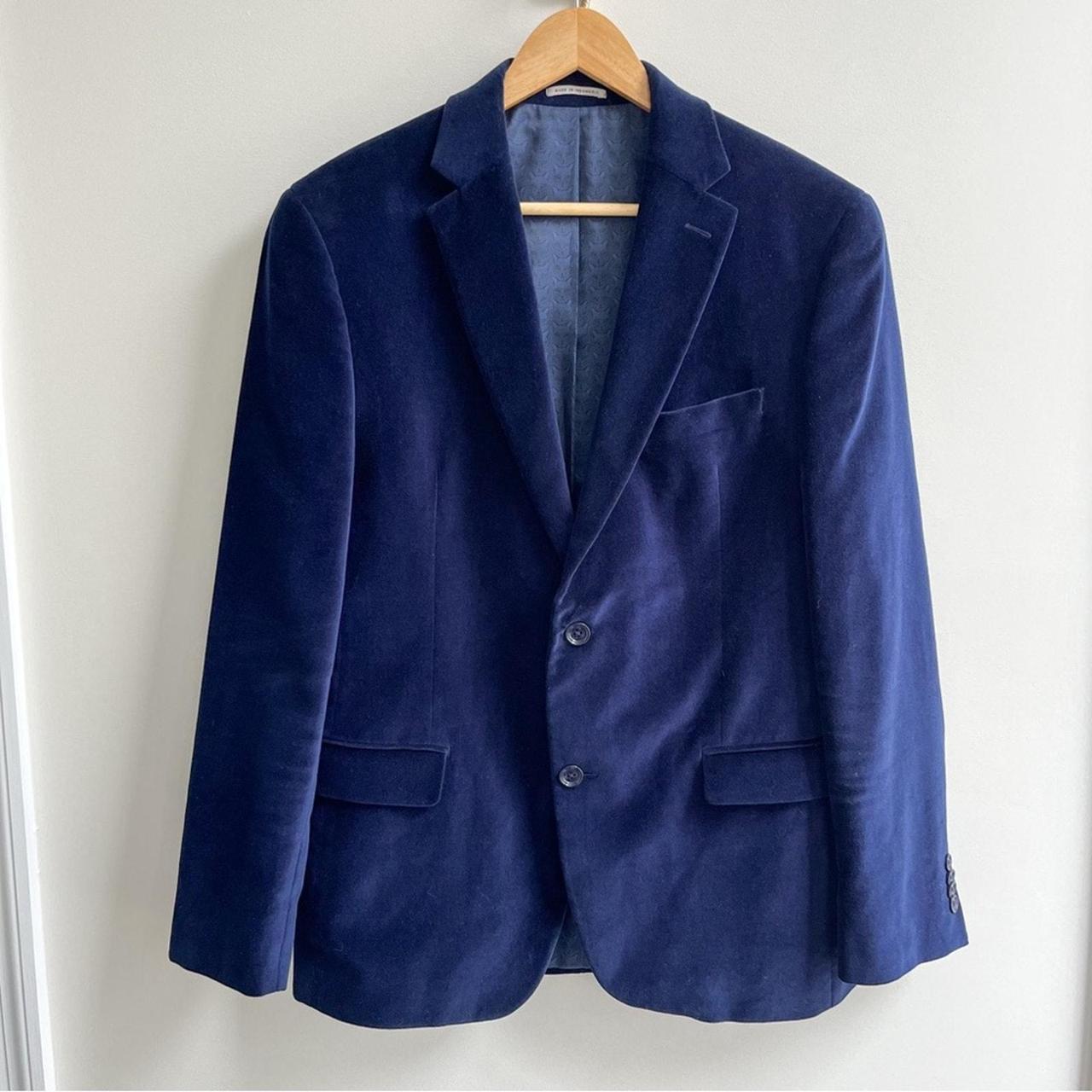 [alfani] men's slim-fit solid velvet blazer navy... | Depop