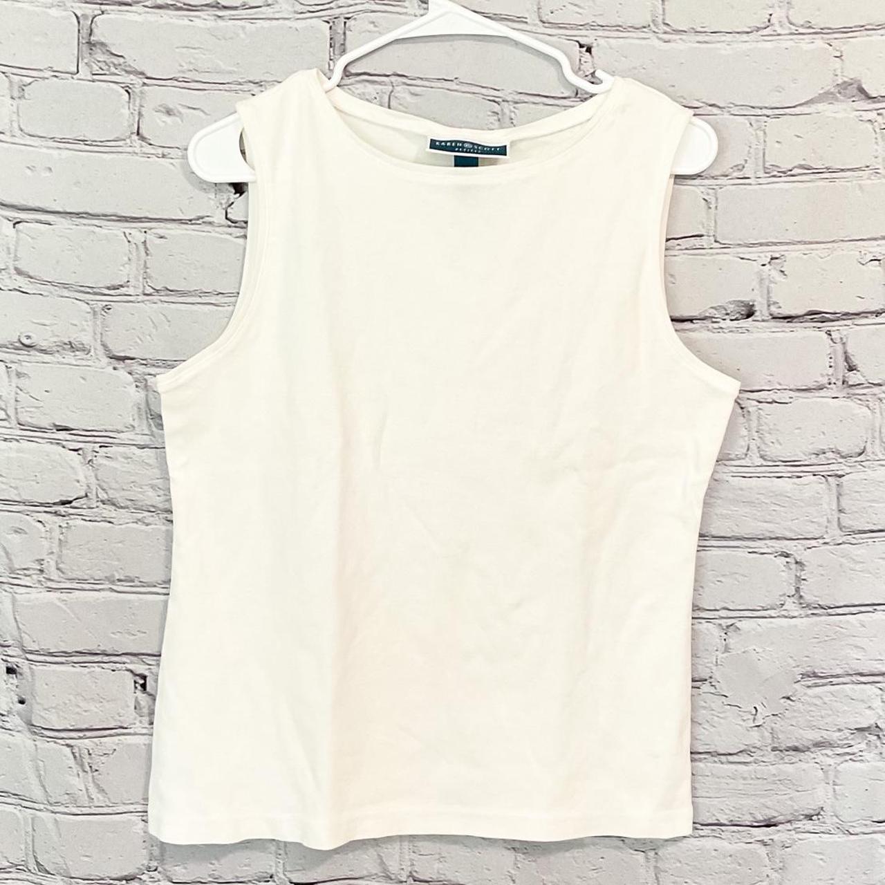 Karen Scott White Camisole Pit to pit: 18” L:... - Depop