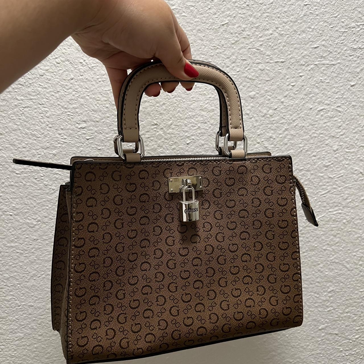 GUESS brown and light brown small top handle bag... - Depop