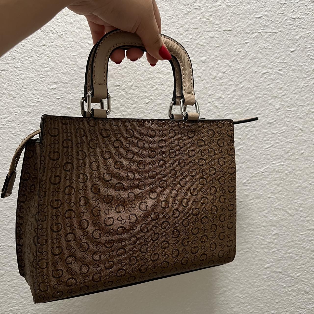 GUESS brown and light brown small top handle bag... - Depop