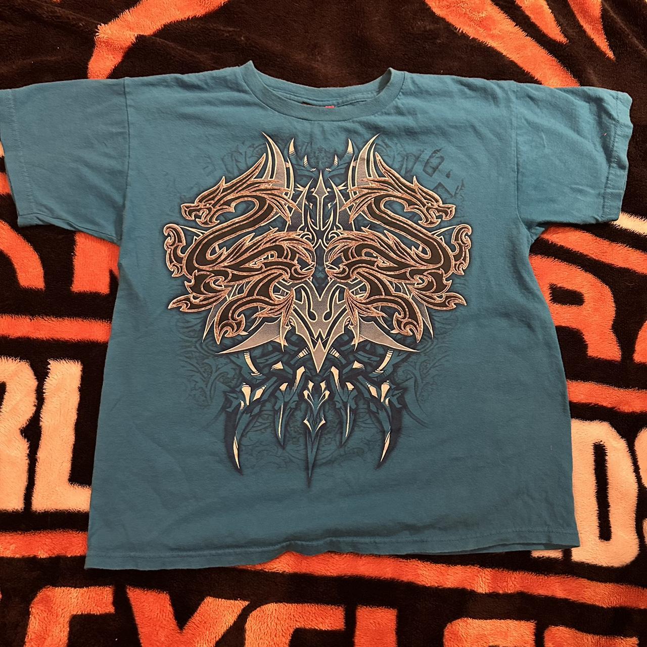 sick old rude boys blue dragon tee small #dragon #y2k | Depop