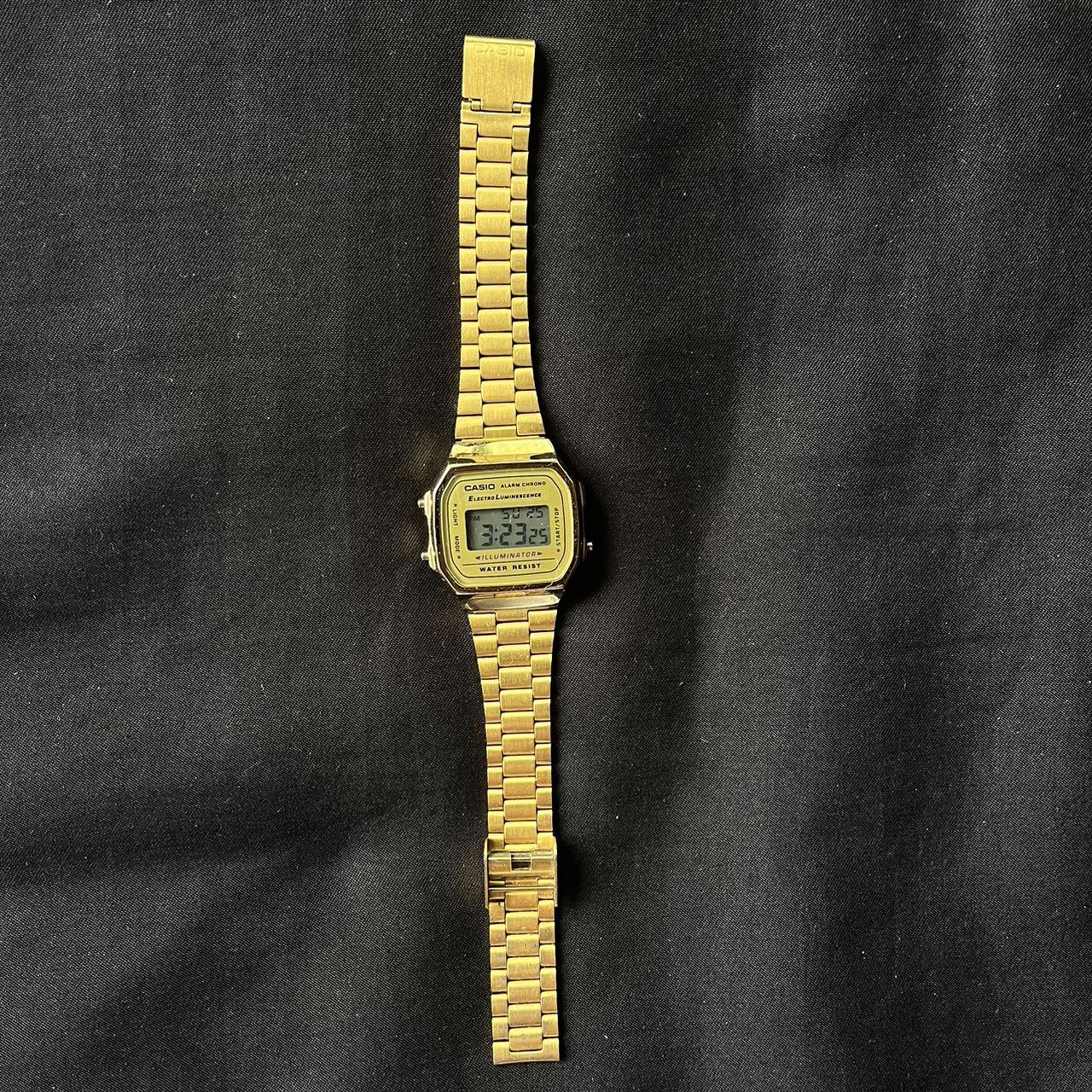 Casio gold watch, minor scratches on glass - Depop