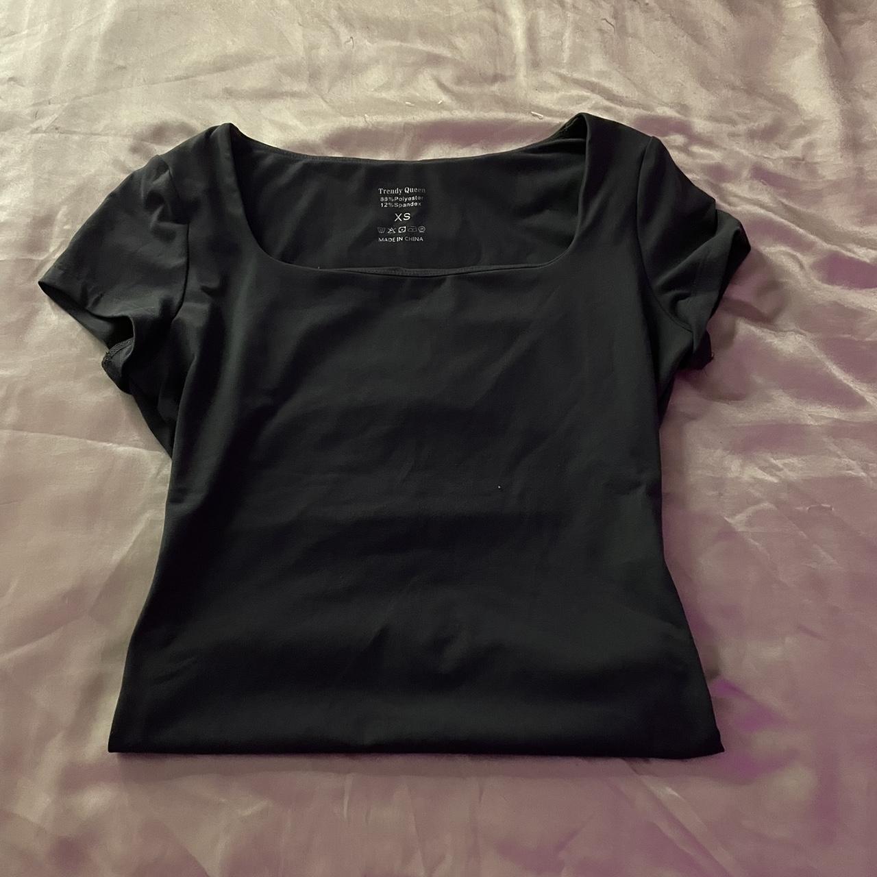 Dark grey square neck top | Depop