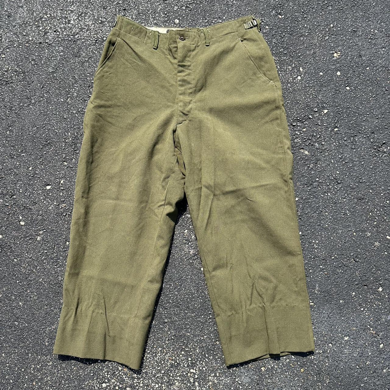 70s Military Wool Pants 33x28 Have been hemmed up - Depop