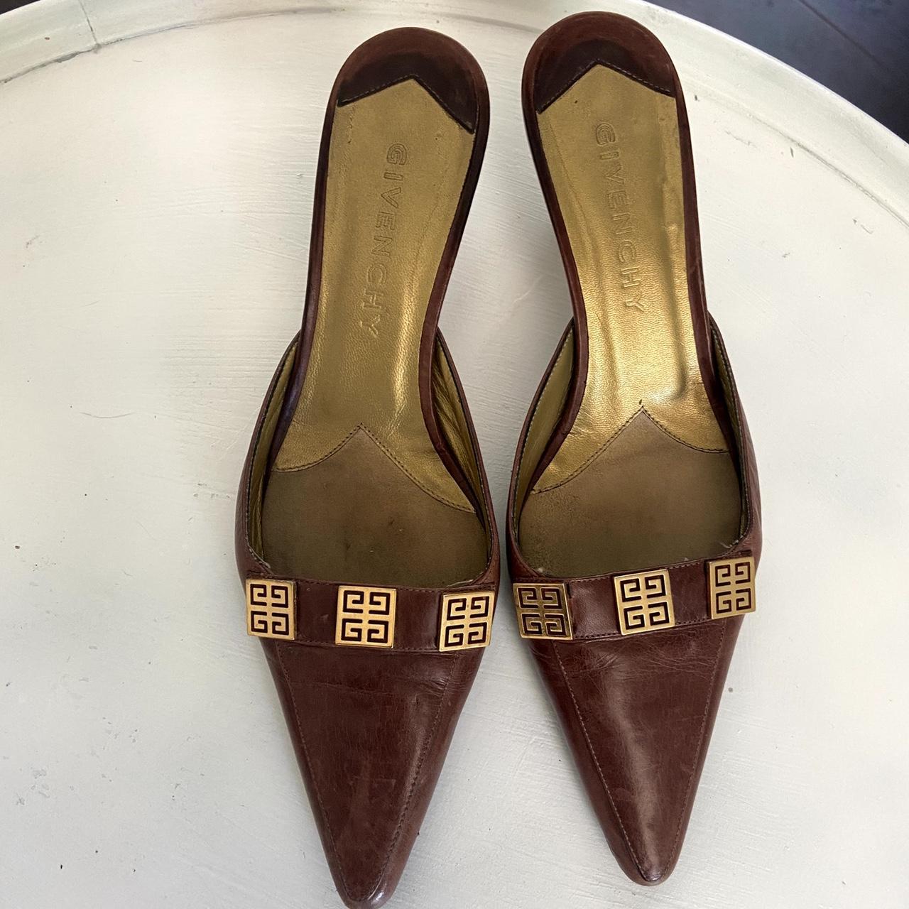 Vintage Givenchy Kitten Heel size 39 gold hardware.... - Depop