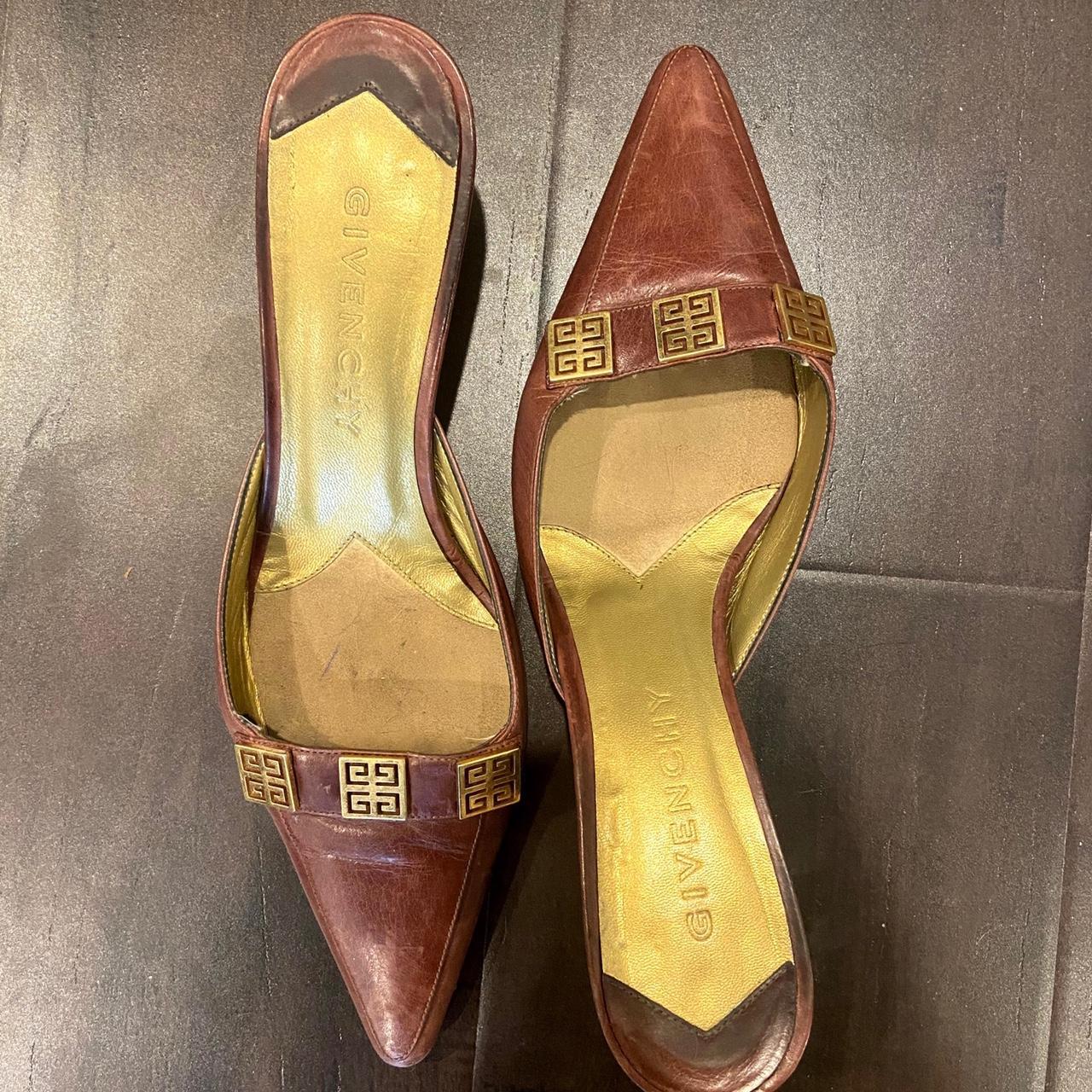 Vintage Givenchy Kitten Heel size 39 gold hardware.... - Depop