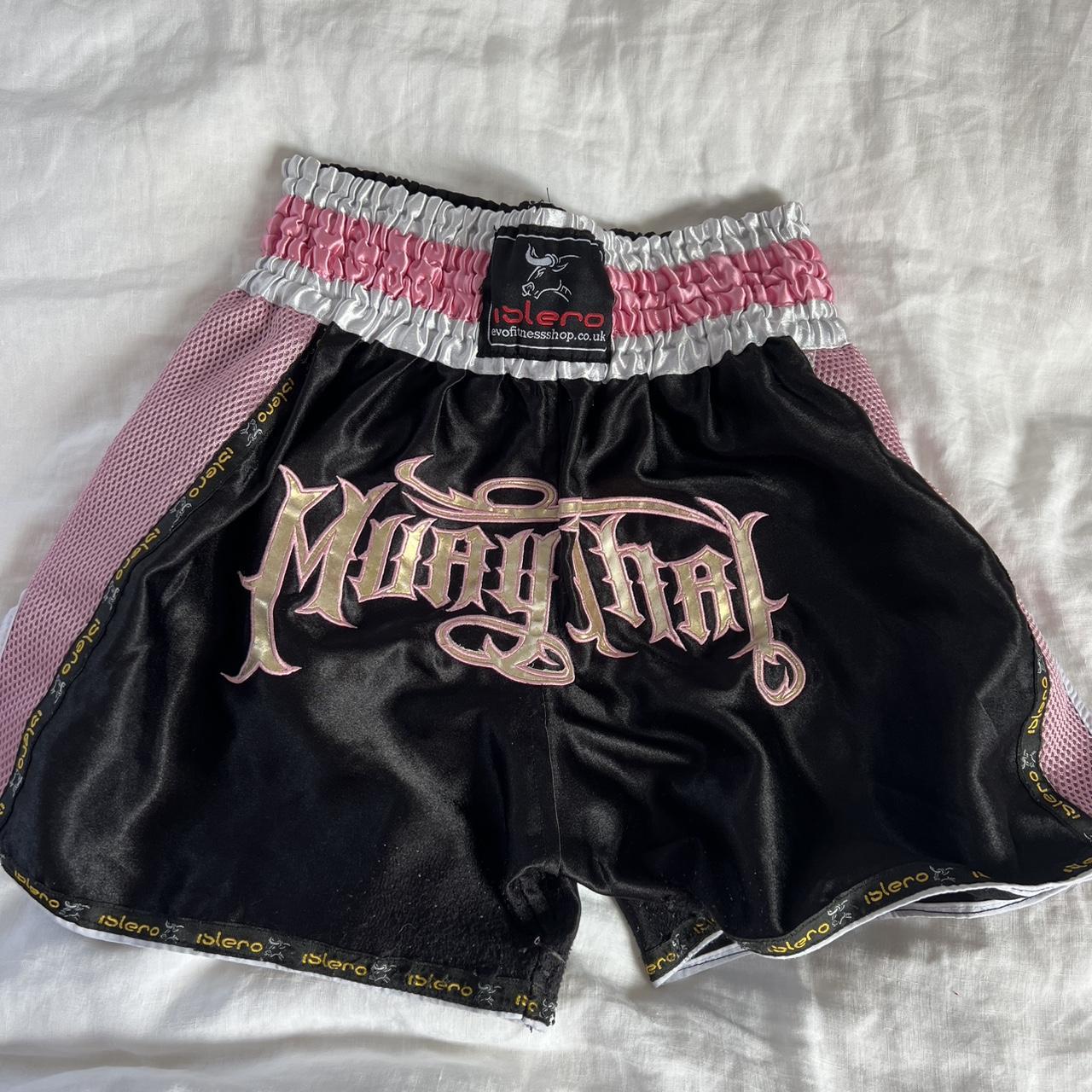 Pink boxing shorts Noticeable signs of wear in the... | Depop