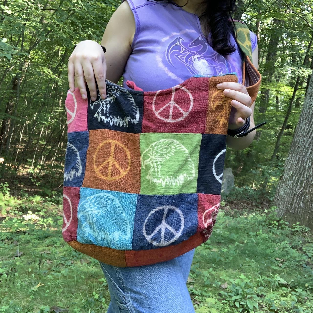 Hippie style multicolored patchwork crossbody bag... - Depop