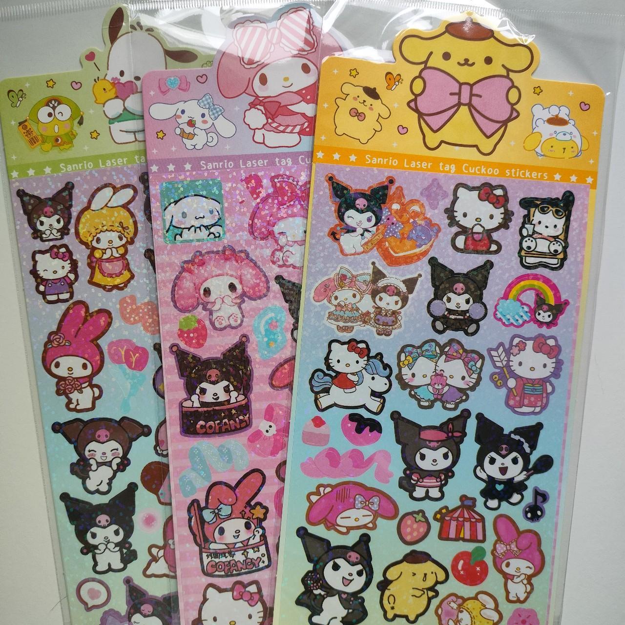 set of 3 Sanrio sparkly sticker sheets with kuromi... | Depop