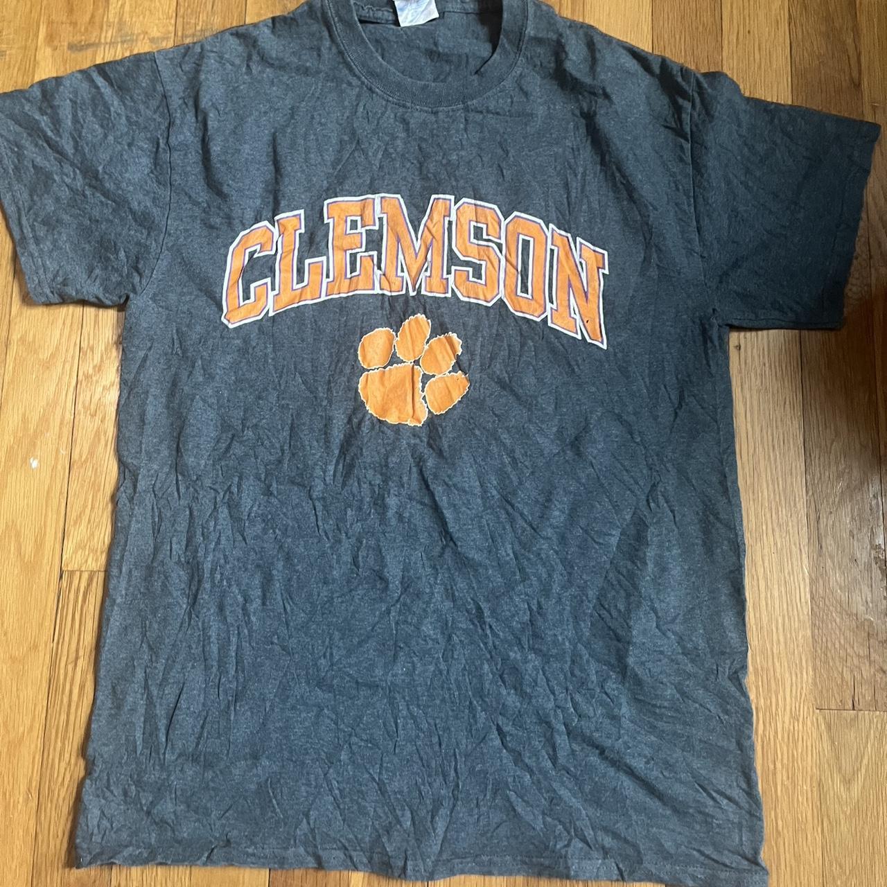 Grey vintage Clemson Tigers cotton t-shirt | Depop