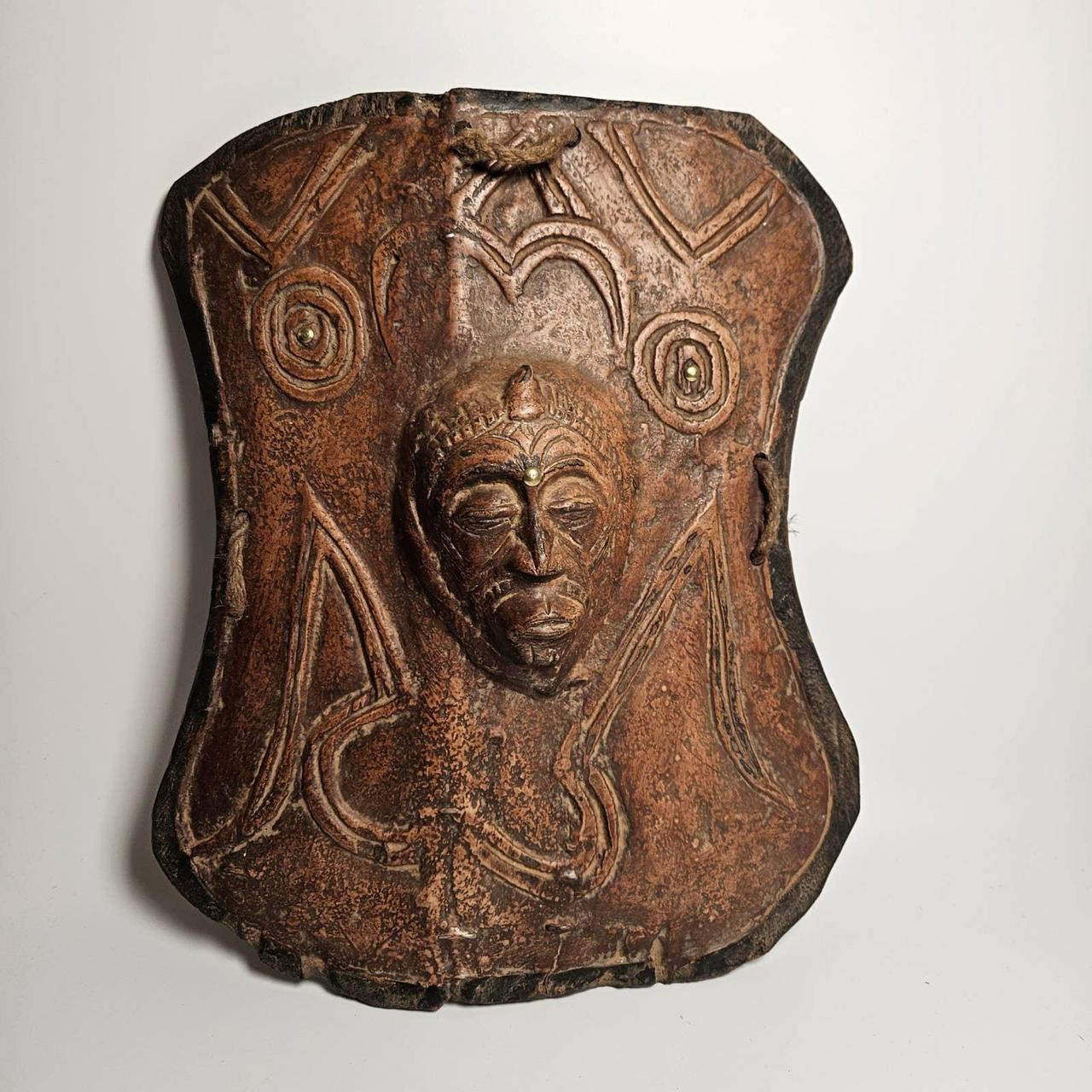 Hand-Carved Vintage Wooden African Shield, Size 14"w... - Depop