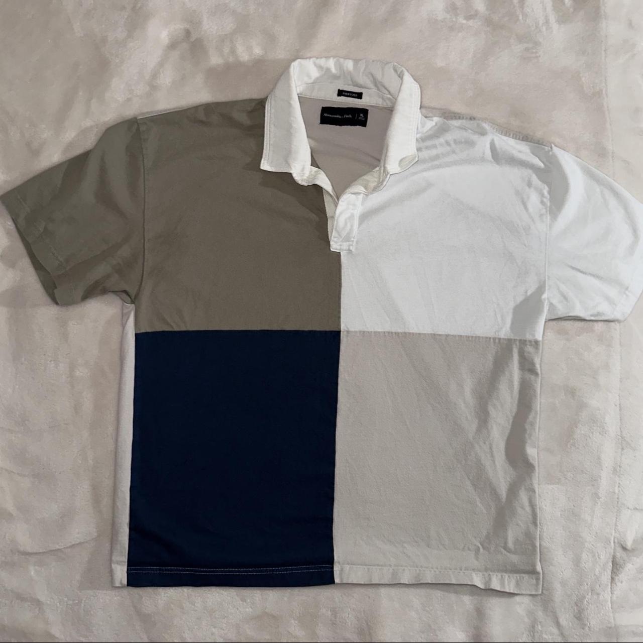 Abercrombie & Fitch Men's Tan and Blue T-shirt | Depop