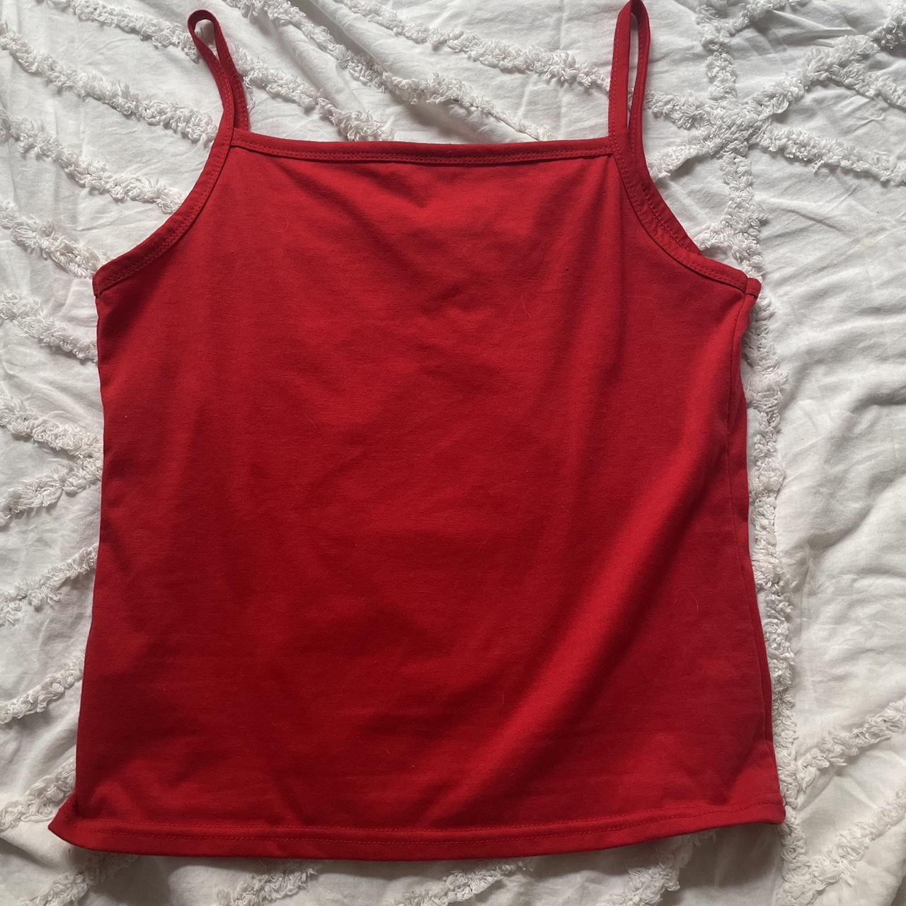 M/L, red singlet, design on the front, barely worn - Depop