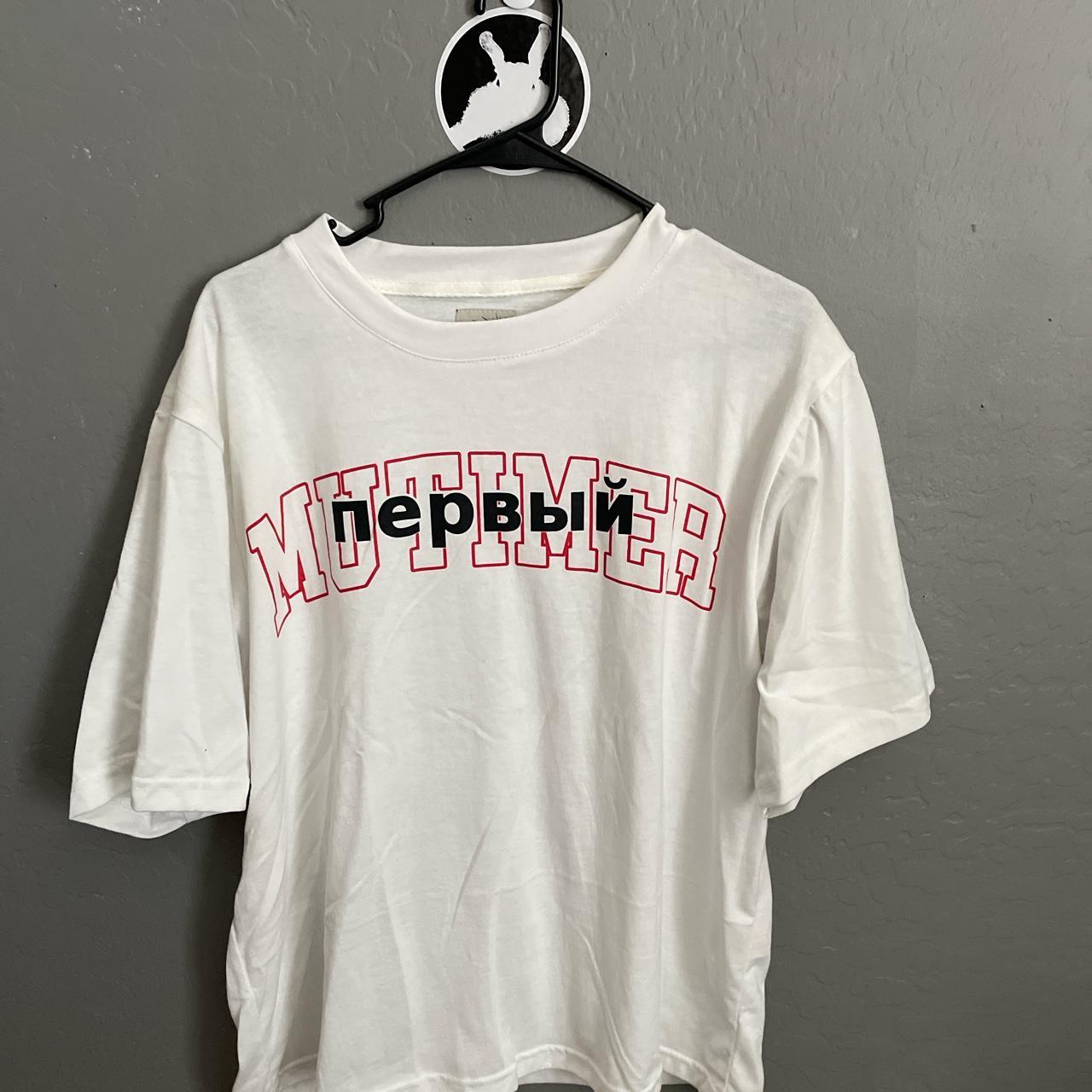 MUTIMER Russian font tee Condition: 9/10 worn only... - Depop