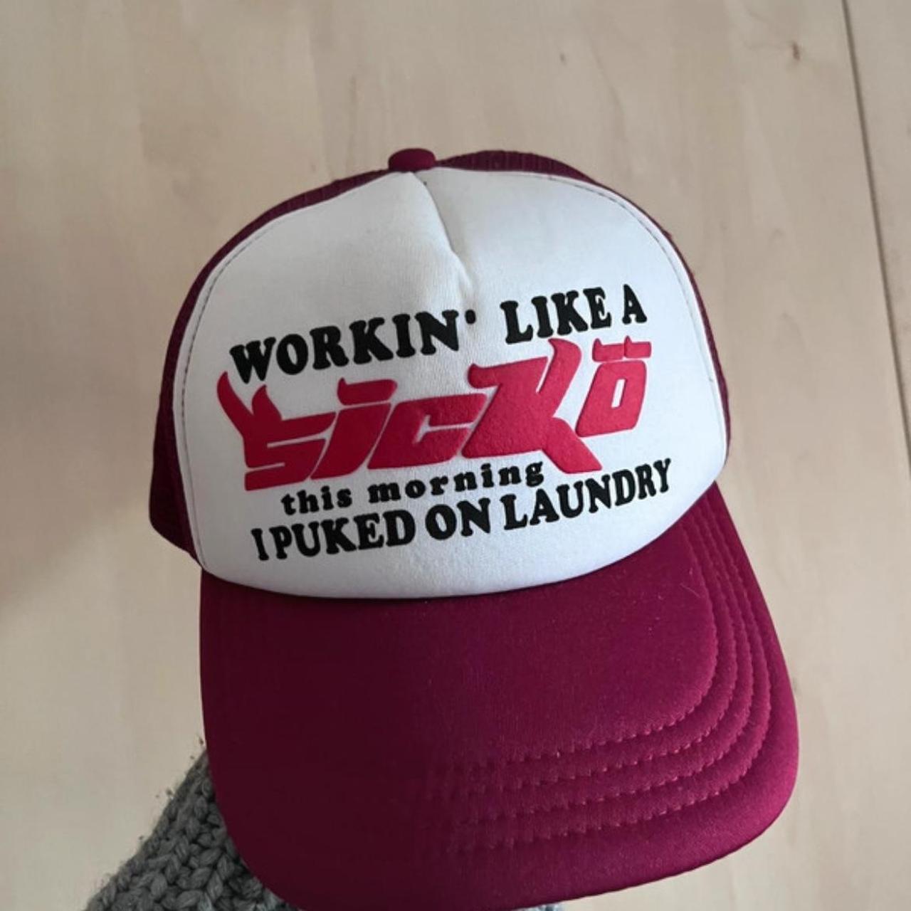 Sicko burgundy and white trucker hat Y2K Sickö... - Depop