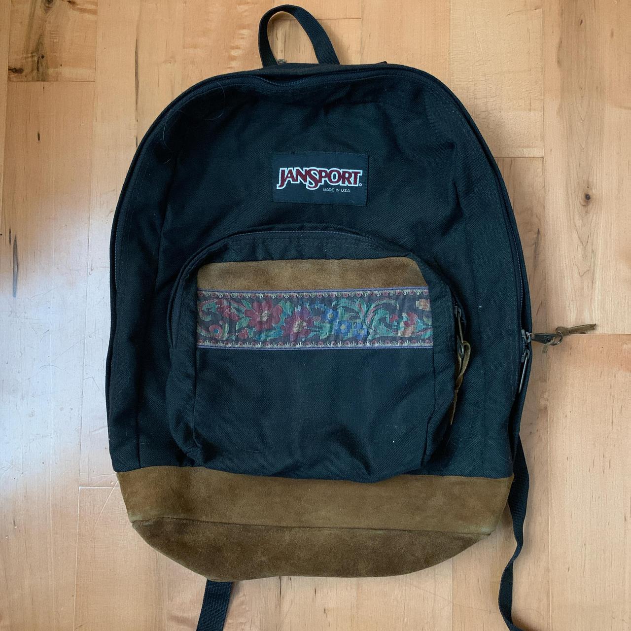 Vintage Jansport Backpack Barely used Brown Suede... - Depop