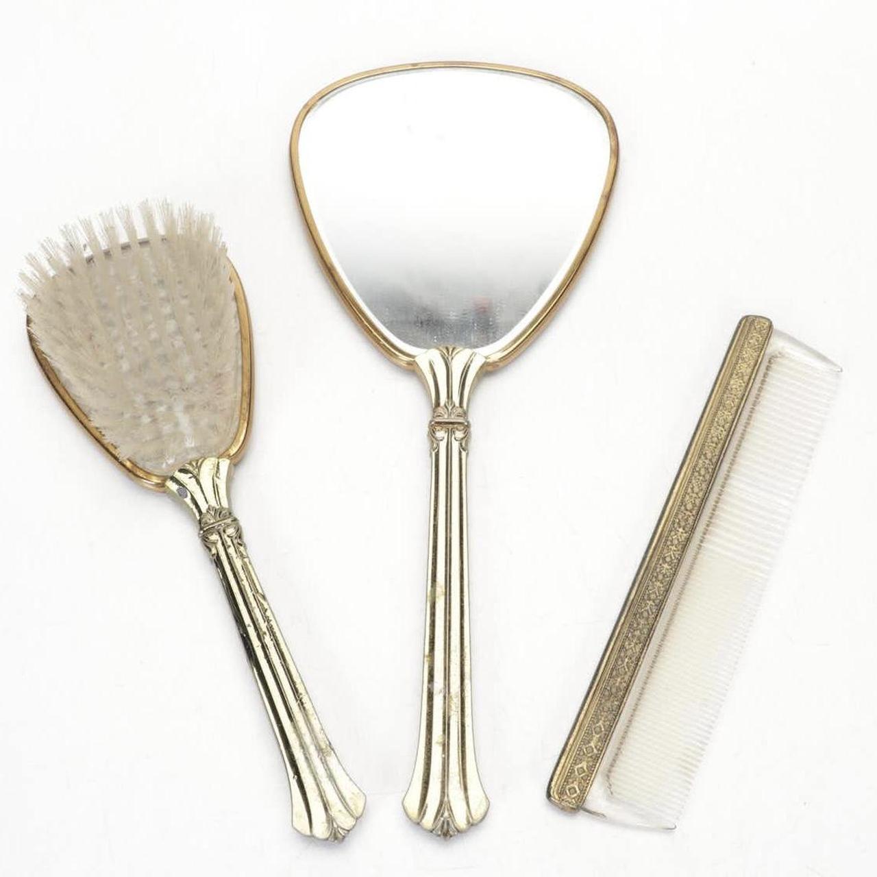 Vintage Hand Mirror Brush And Comb Set Vanity Depop
