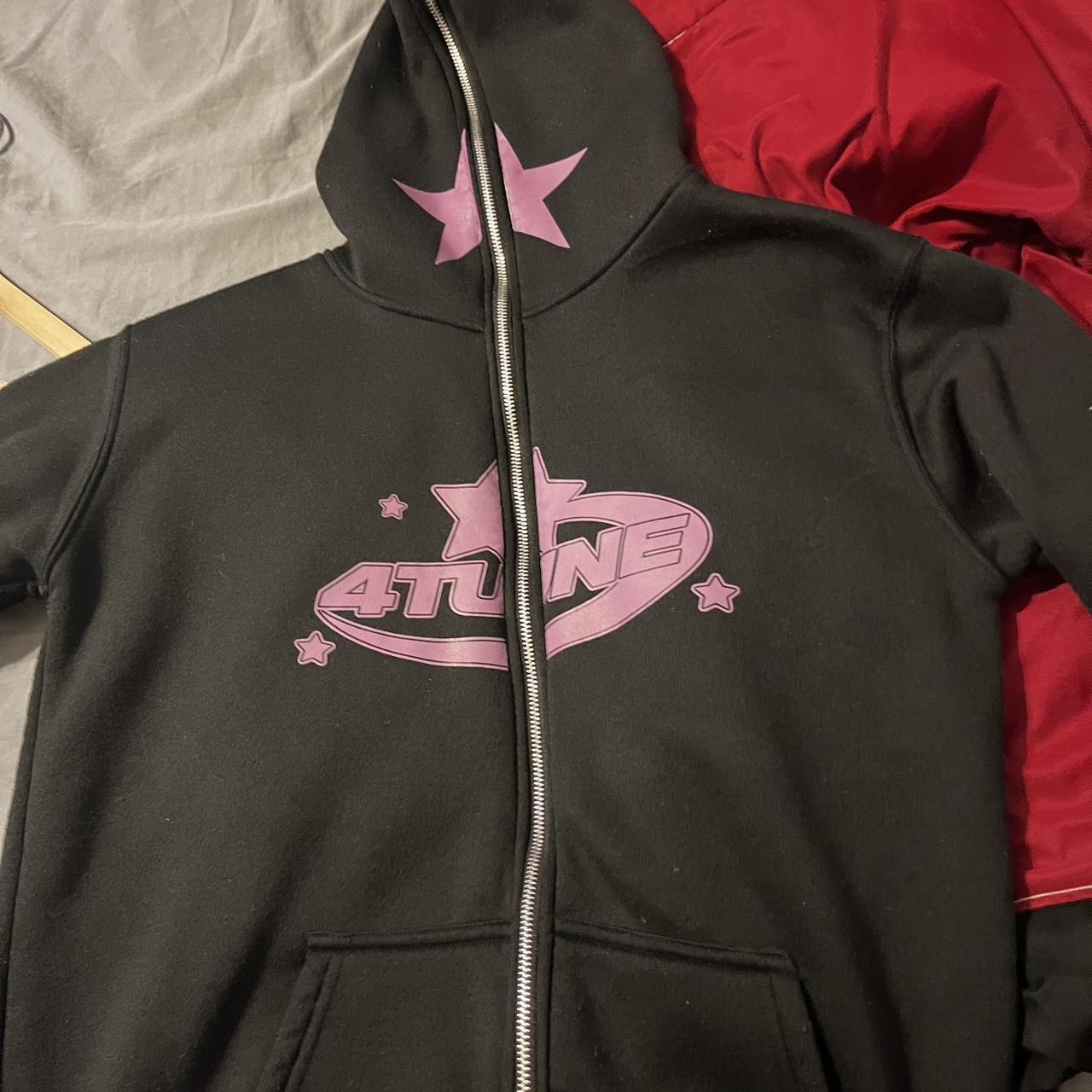 Black and pink 4tune zip up hoodie #streetwear #4tune | Depop
