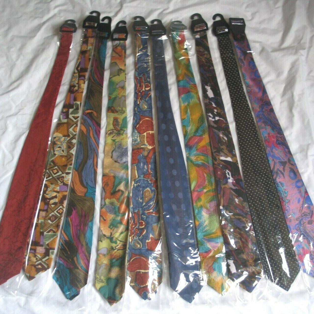 Vintage silk ties. 10 patterned different Colourful... - Depop