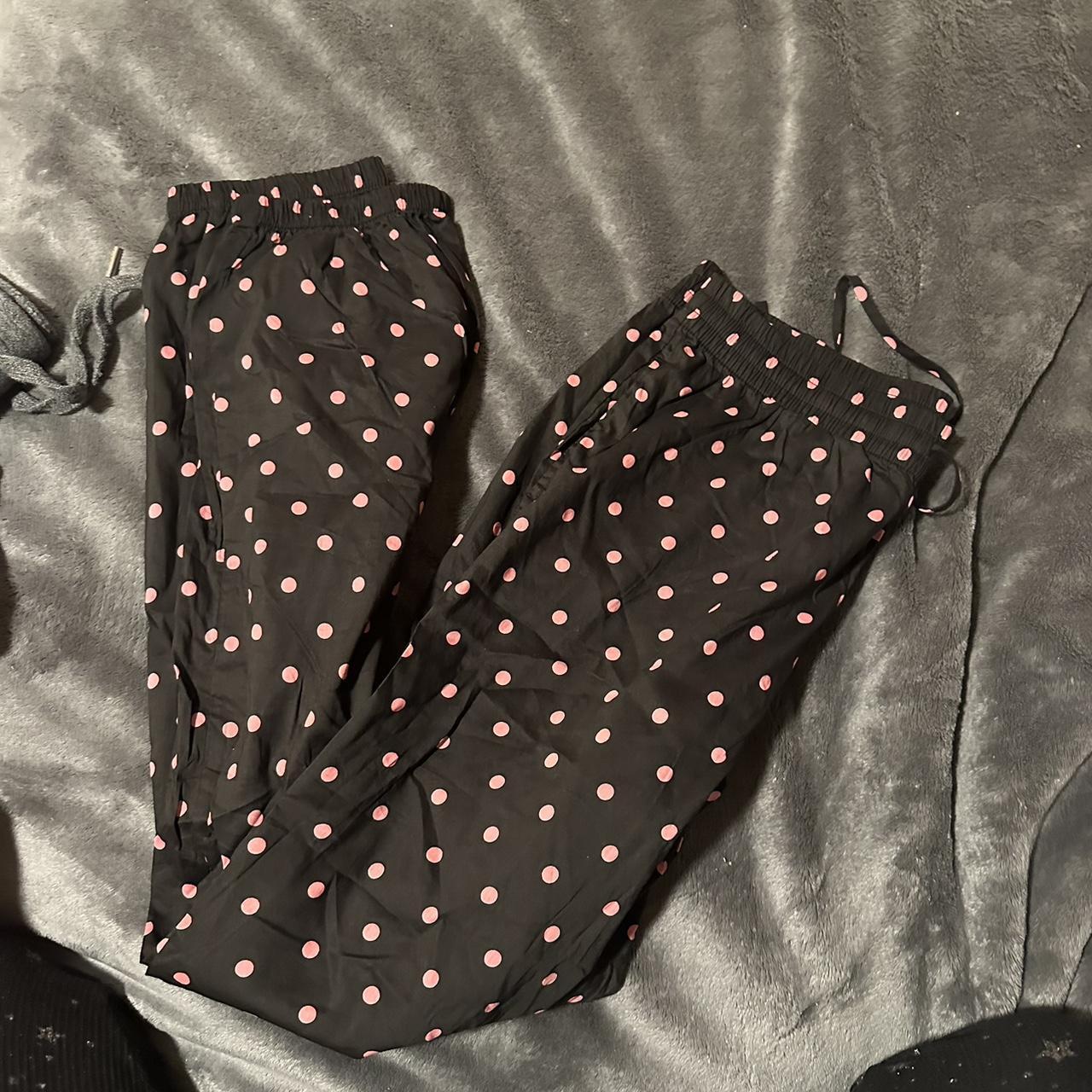 Victoria’s secret black with pink polka dot pajama... - Depop