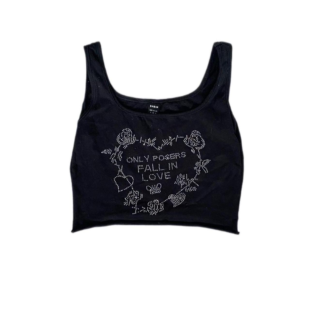 Shein rhinestone cropped top💎💘 “Only Posers Fall In... - Depop