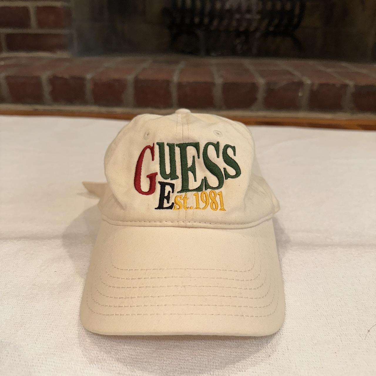Guess Men's Cream and Red Hat | Depop
