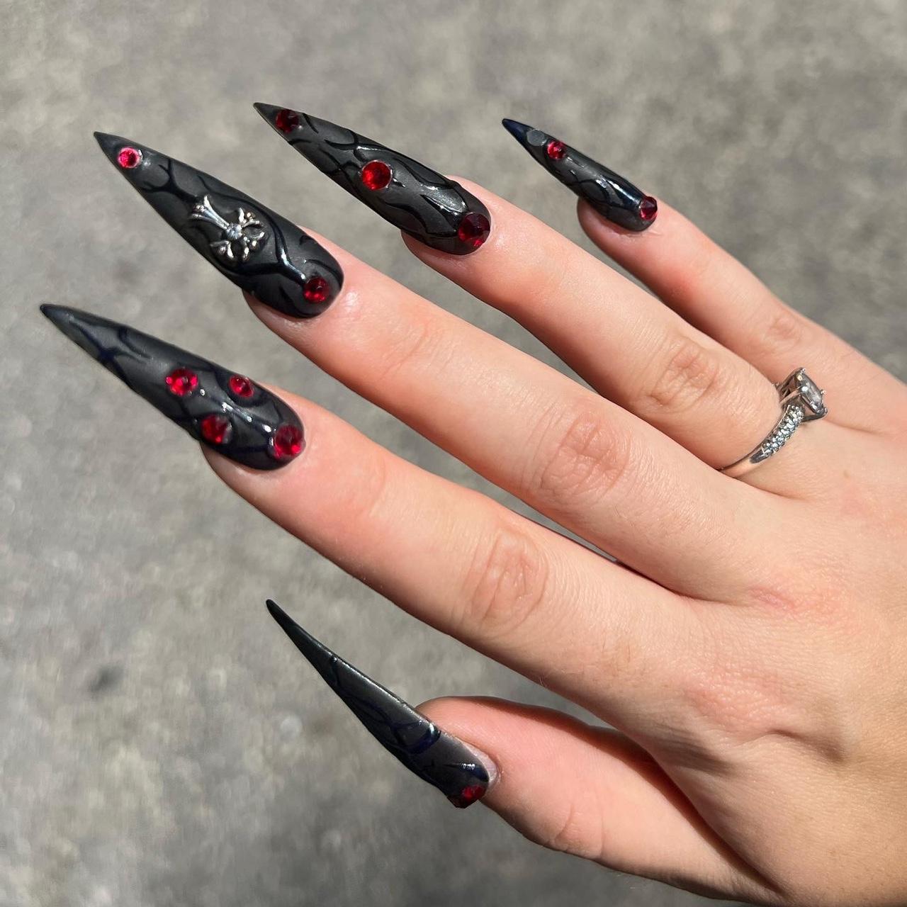 Abstract Venom Nail Art with Swarovski In your... - Depop