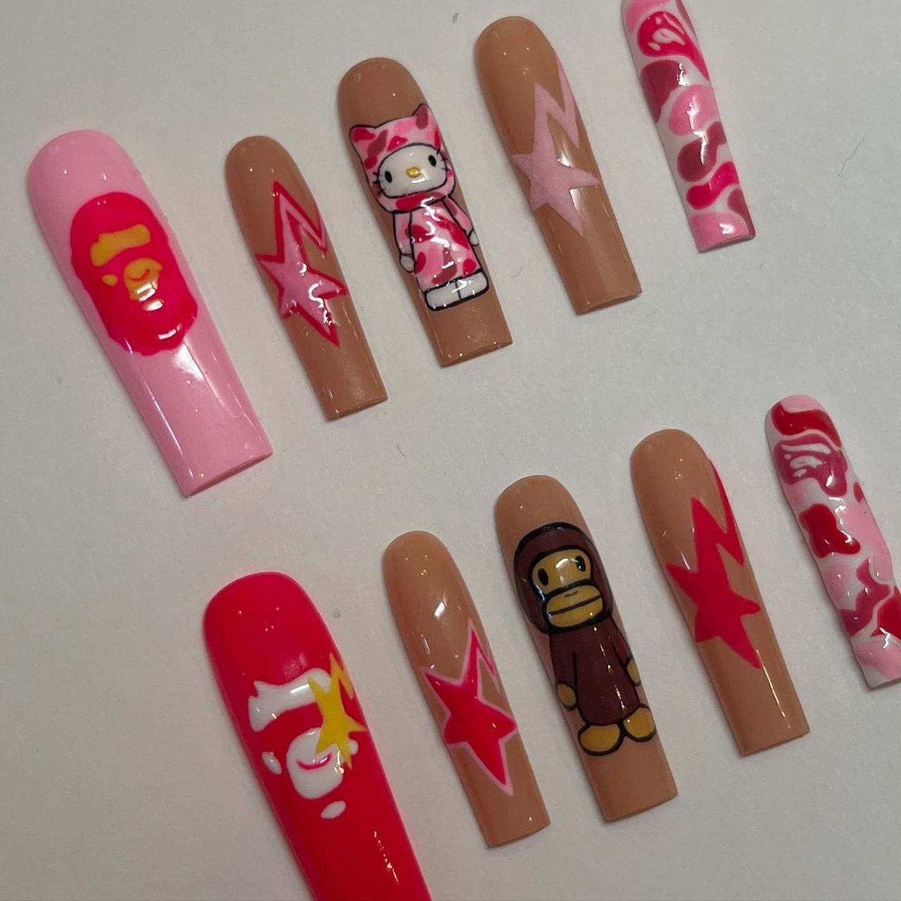 Bapsta x hello kitty press on nails In your... - Depop