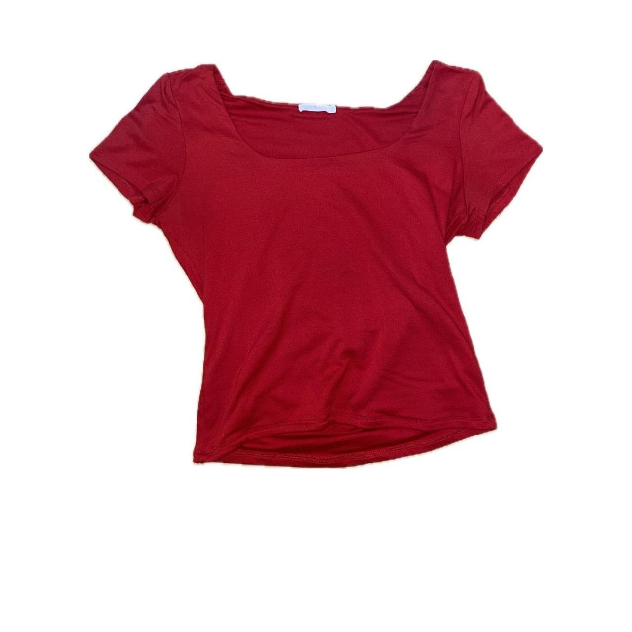 red square neck long top by heart hips. perfect for... - Depop