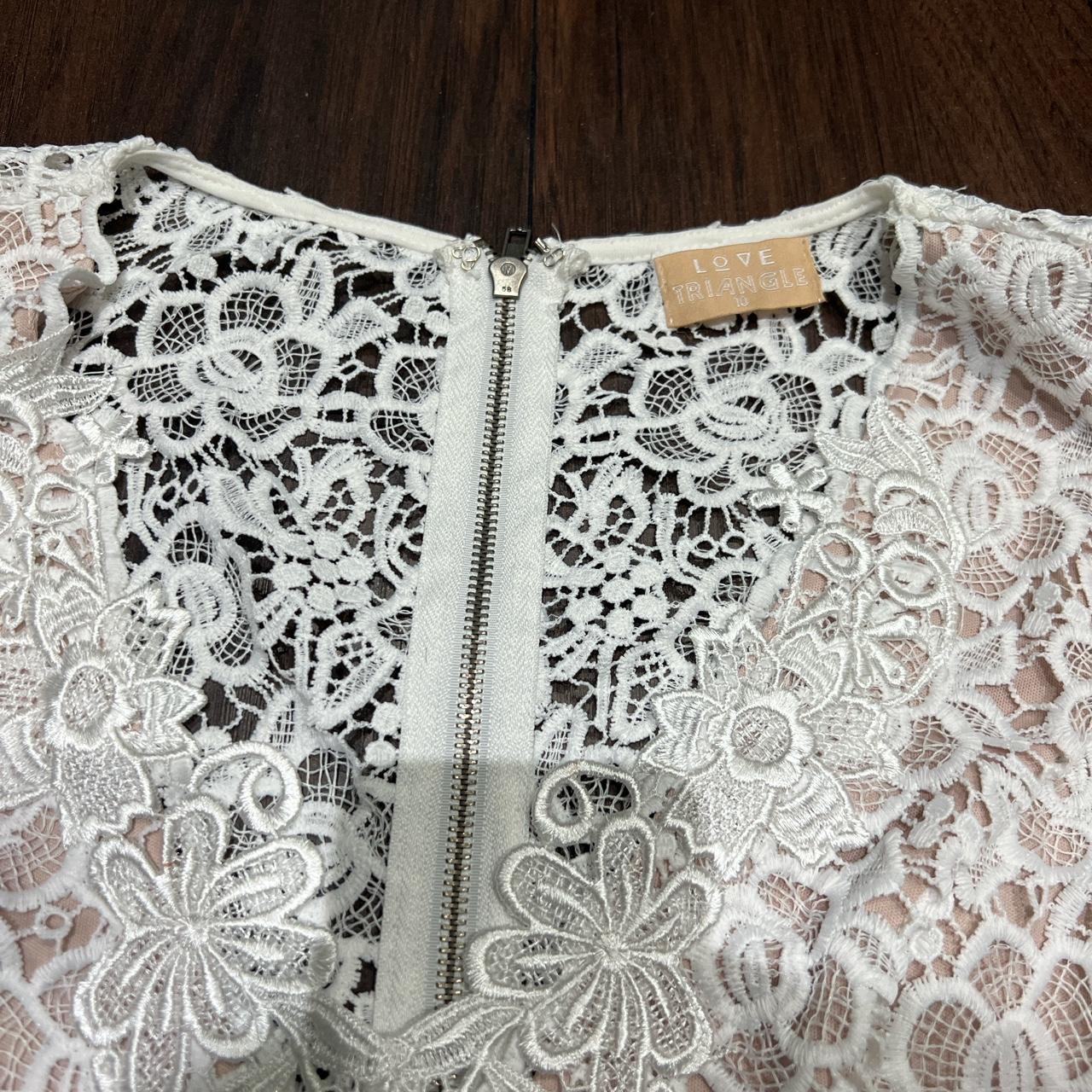 Love Triangle Lace Midi Dress With Flared Sleeves In Depop