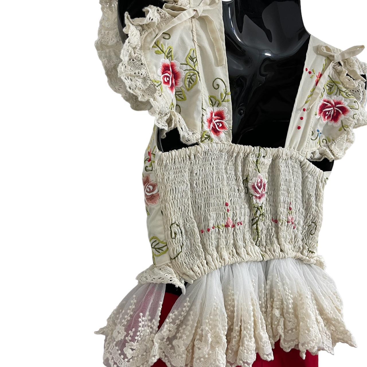 Cute Crop Top Made from hand-embroidered... - Depop